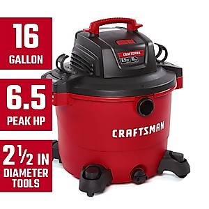 Craftsman CMXEVBE17595 16 Gallon 6.5 Peak HP Wet/Dry Vac, Heavy-Duty Shop Vacuum with Attachments and Additional General Purpose Filter