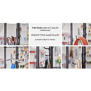 Pole Hooks 5-Pack | Utility Hanger Chrome | Best Solution for Garage Shelving Storage Organization | Use with Metal or Wire Shelves and Racks | Heavy Duty, Easy Installation