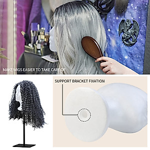 E ELAINFIA 3 Pack White Foam Display Mannequin Head - Portable Wig Display Stand Fashion Foam Mannequin Wig Stand Stable Round Base Suitable for Salon,display Hair, Hats and Hairpieces