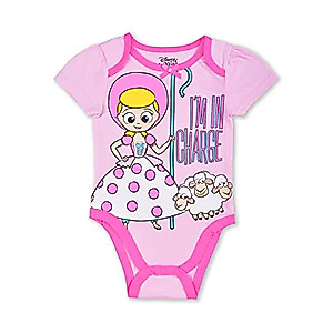 Disney Toy Story Girls’ 5 Pack Short Sleeve Bodysuit for Newborn and Infant – Pink/Blue/White/Grey