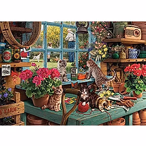 Puzzles for Adults 1000 Piece, Wooden Window Cats Jigsaw Puzzles 1000 Pieces for Adults Family Friends