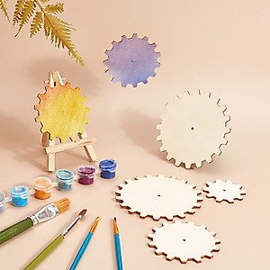 OLYCRAFT 9pcs Unfinished Wooden Gears Undyed Wood Pendants Gear Slices Charms Steampunk Wood Gear Pieces Embellishments Unfinished Wooden Gear Pieces Crafts for DIY Crafting