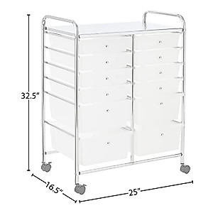 Whitmor Chrome and Plastic 12-Drawer Storage Cart