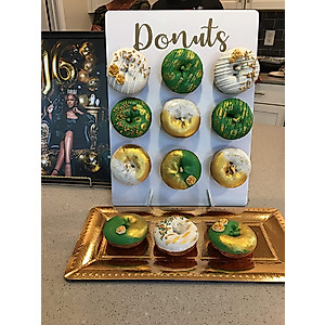 OWOYDOJ Donut Stand for Party, Donut Wall Holders for Table, Reusable Wood Doughnut Pegboard for Baby Showers, Bridal Shower, Birthday, Wedding, Holds 9 Doughnuts