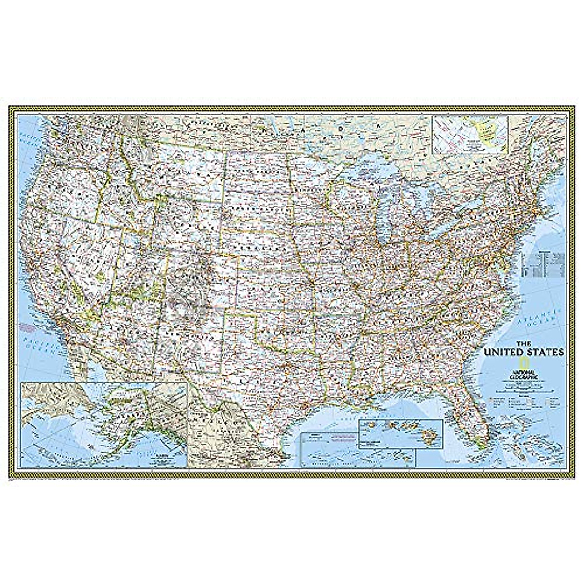 National Geographic United States Wall Map - Classic - Laminated (Poster Size: 36 x 24 in) (National Geographic Reference Map)