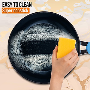 NutriChef 8'' Durable Small Fry Pan-Non-Stick High-Qualified Cookware, Induction PTFE/PFOA/PFOS-Free Heat Resistant Lacquer Kitchen Ware, Compatible with Model: NCCW11BD, One Size, Blue, Large, black