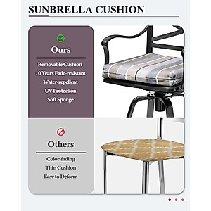 Crestlive Products Outdoor Swivel Bar Stools Set of 4, Patio Cast Aluminum Bar Stools with Sunbrella Cushion, Bar Height Chairs for Lawn, Garden, Backyard, Pool, Milano Char