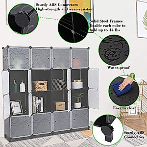 VINGLI Portable Storage Cubes-14 x14 Cube (16 Cubes)-More Stable (add Metal Panel) Cube Shelves, Modular Bookshelf Units, Clothes Cube Storage Shelves, Room Organizer for Cubby Cube