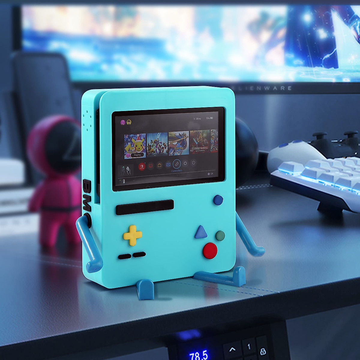 GRAPMKTG Charging Stand for Nintendo Switch OLED Accessories Portable Dock Compatible Cute Holder Playstand Video Game Room Decor Protector Gift Men Women Kids Boys Girls Adults Pink