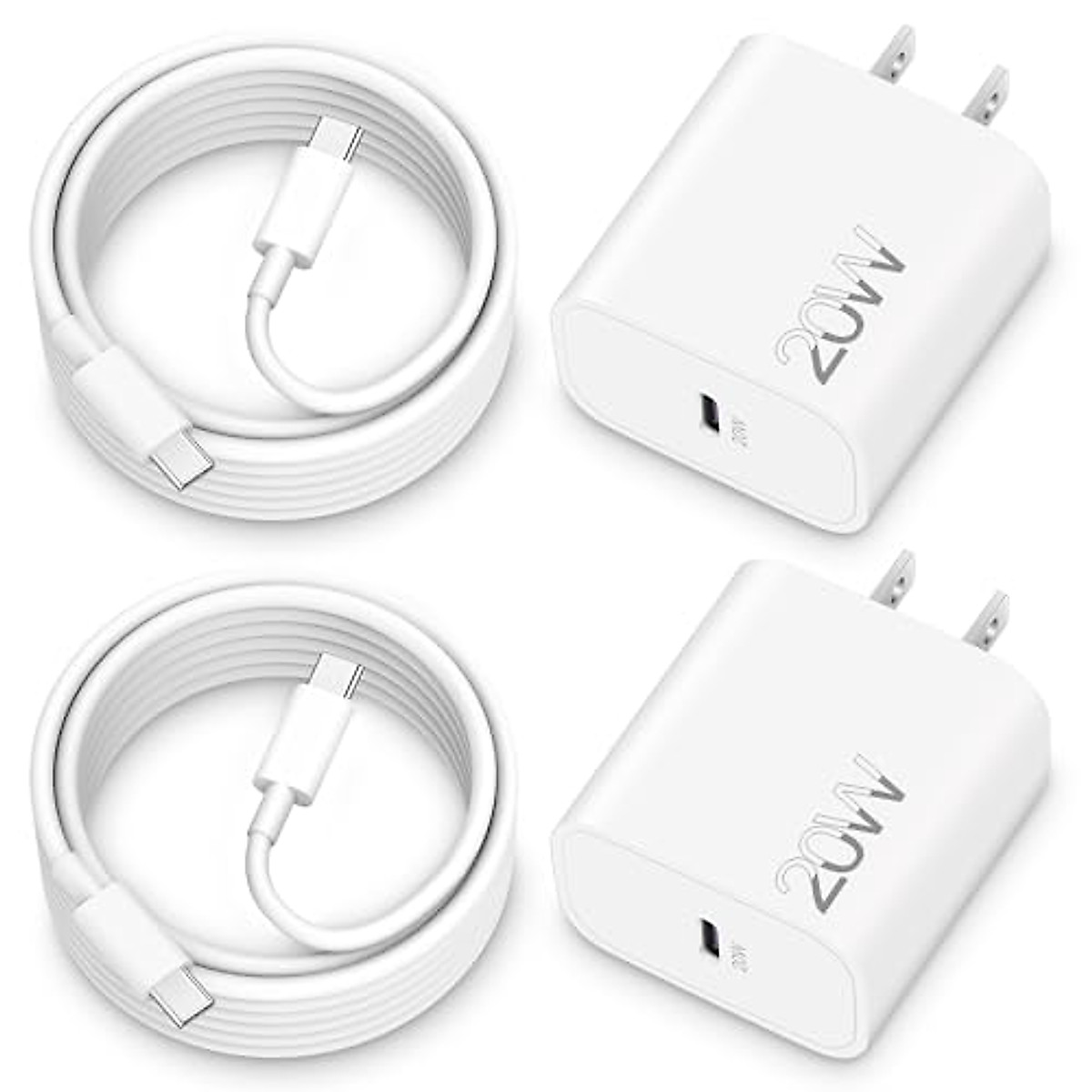 iPhone 15/15 Pro Max Charger, 2-Pack 20W Type C Fast Wall Charger Power Adapter, USB C Charger Block for iPhone 15/15 Plus/15 Pro/15 Pro Max, iPad Pro/Air/Mini, AirPods Pro with 6FT USB-C to C Cable