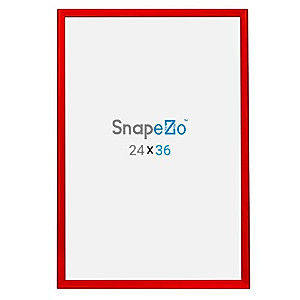 SnapeZo Movie Poster Frame 24x36, Red, 1.25 Inch Aluminum Profile, Front-Loading Snap Frame, Wall Mounting, Professional Series