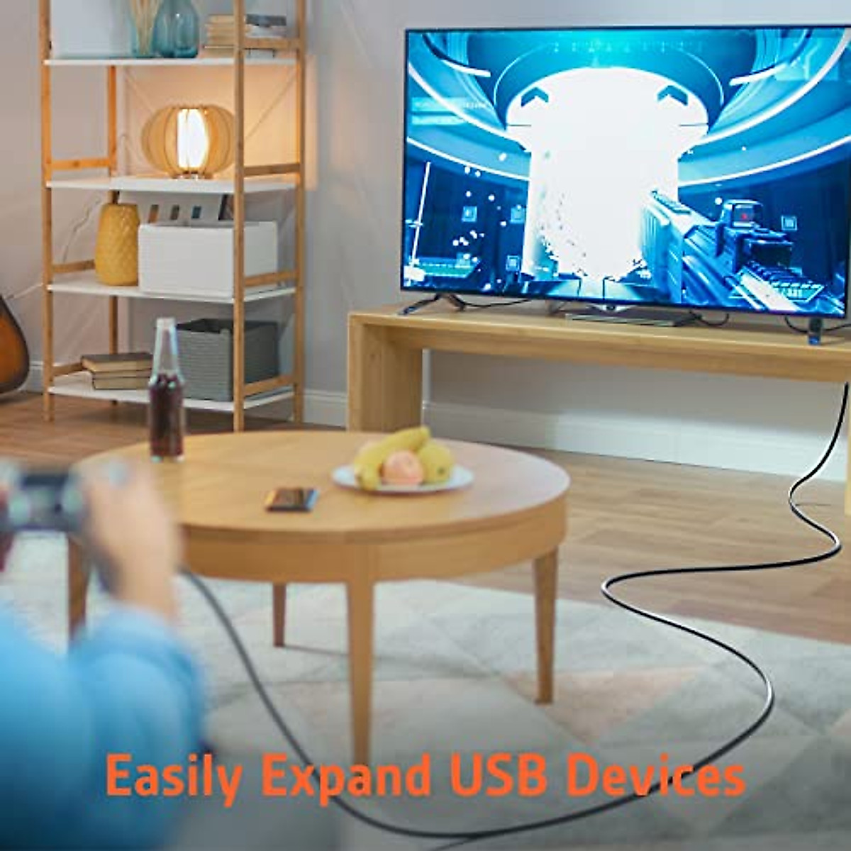 Alxum USB 3.0 Extension Cable 25FT, Active USB Extension Cable Male to Female with Signal Booster, Long USB Repeater/Extender Cord 7.5 Meters for Printer, Webcam, Mouse, with 5V2A Power Adapter