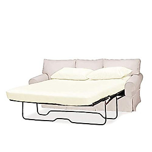 Dense Cotton Sleeper Cover. It Fits Pottery Barn PB Basic Three Seat Sleeper Sofa Bed. A Quality 3 Seater Sofa Bed Slipcover (White Durable)