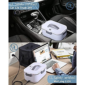 Rhudaky Electric Lunch Box (66 oz & 75W) Food Heater, 3 in 1 Heated Lunch Boxes for Adults,Portable Food Warmer -Self Heating Box for Work/Car/Truck with Large Insulated Lunch Bag