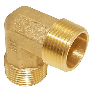 Joywayus 90-Degree Male Elbow Garden Hose Pipe Fitting Forged Brass Right Angle 3/4" GHT Male x 3/4" GHT Male (Pack of 2)