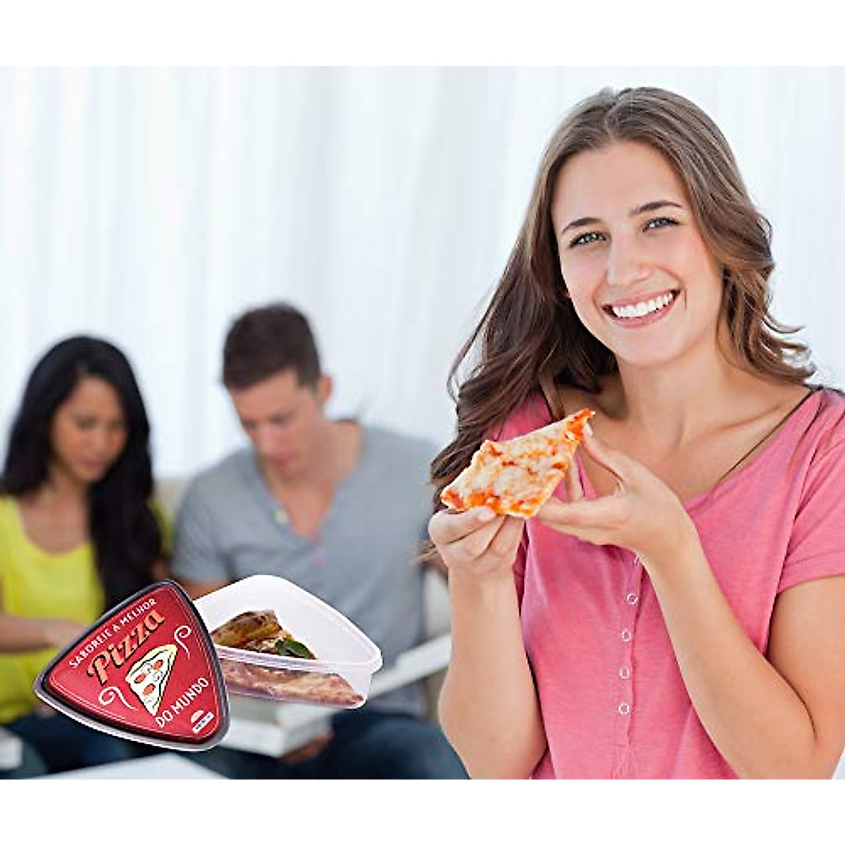Pizza Slice Container Storage with Lids. Tray, Holder and Saver. 6 Plastic Packs to go. The Best Idea to Serve Pizza to Your Kids.