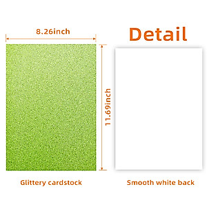 30 Sheets Glitter Cardstock Paper Sparkle Card Stock Thick Shinny Craft Paper 6 Colors for Cricut Card Making Paper Crafting (Greens)