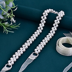 azaleas Women's Pearls Bridal Bridesmaid Dresses Sash Belts,Beaded Wedding Belt Bridal Belts Ivory