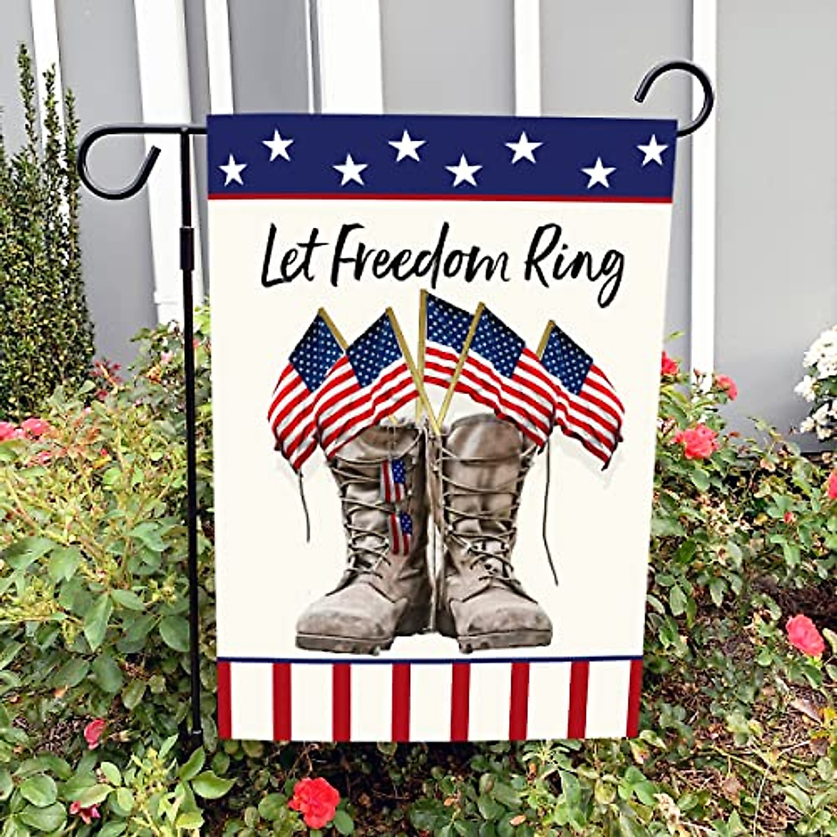 Patriotic Stripes Star Freedom American Garden Flag Welcome Garden Flag 12×18 Inch Double Sided 4th of July Independence Day Memorial Day Yard Outdoor Decor (Freedom Boot)