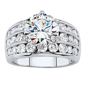 PalmBeach Platinum-Plated Round Cubic Zirconia Channel Set Ring Sizes 6-10 Size 6