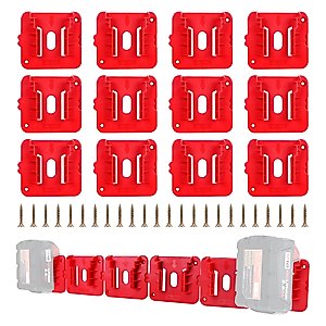 GIPFTYAG 12 Pack Battery Holder for Milwaukee M18 18V Battery Mounts Dock Holder Fit for M18 48-11-1815 48-11-1828 48-11-1850 48-11-1860 (w/24 Screws, No Battery)