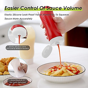 Nacxbwer Condiment Squeeze Bottles for Ketchup Hot Sauce Liquids Oil with Caps for Condensed Milk and Mustard Salad Dressing Dispenser Clear Plastic Bottles Dressing Container HD PE BPA-free