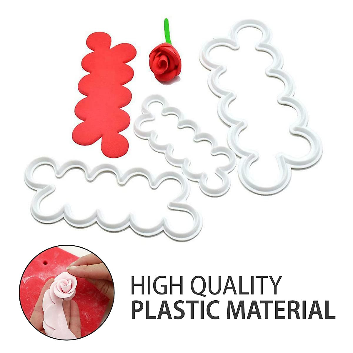 Gum Paste Rose Cutter Cake Decorating - 3Pcs Flower Petal Mold Rose Cookie Cutter Fondant Cutters Flower Cookie Cutters Edible Rose Flower Fondant Tools - Gum Paste Flowers Cake Cutter Plastic Flower