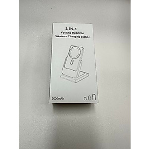 Wireless Charging Station for Apple MagSafe Charger, 3 in 1 MagSafe Charger Stand for iPhone 15 Pro Max/14/13/12, Air Pods, iWatch, Portable 5000mAh Power Bank Battery Pack (Black)