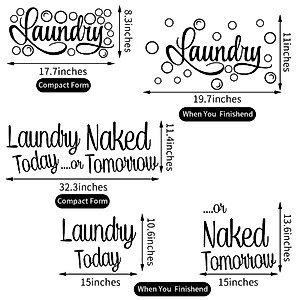 Laundry Room Vinyl Wall Decal Washer Dryer Decals Stickers Laundry Room Decal Quote Bubble Sticker Laundry Today Naked Tomorrow Vinyl Decal Laundry Art Signs Wall Quote Sticker (Black)