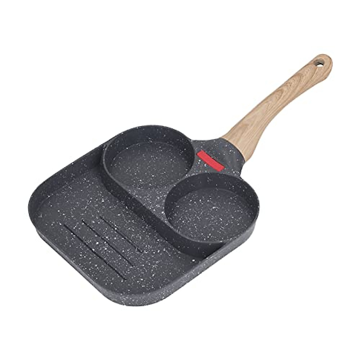 Nonstick Ceramic Frying Pan, Egg Frying Pan Heat Sensitive Silicone Aluminium Pancake Frying Pan with Comfortable Handle for Gas Stove and Induction Cookware (3 Holes)