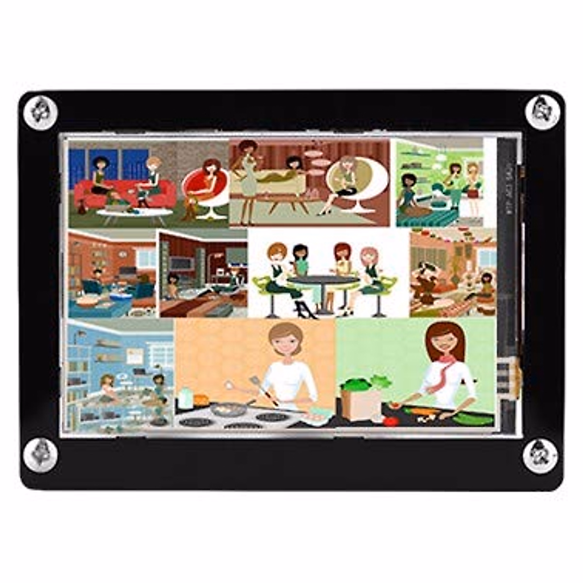 3.5 inch 1080P LCD Touch Screen Black Acrylic Cover Set Compatible with
