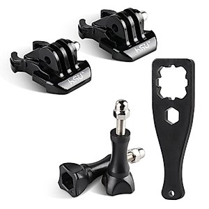 HSU Quick Release Buckle Clip Basic Base Mount, Long Thumb Screw Accessory Kit for GoPro Hero 13 12 11 10 9 8 7 6 5 4 3+ 3 AKASO Campark and Other Action Cameras (4 Pack, Black)