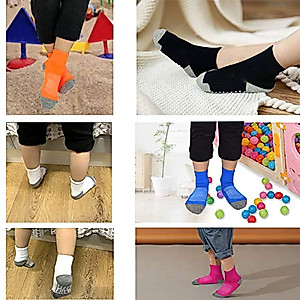 LA DEARCHUU Toddler Socks with Grips Crew Kids Grips Socks Non Slip Baby Socks for 4-7 Years, 6 Pairs Colors