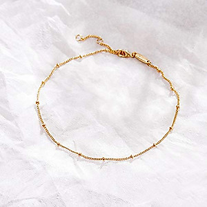 MEVECCO Anklet for Women Gold Satellite Chain 14K Gold Plated Dainty Boho Beach Summer Simple Foot Jewelry Ankle Bracelet for Girls