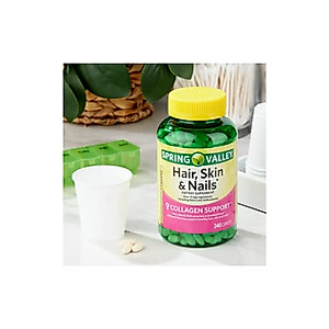 Spring Valley Hair, Skin & Nails Caplets, 240 Count + STS Fridge Magnet.