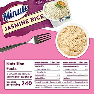 Minute Ready-to-Serve Jasmine Rice, Microwavable Rice Cups, 4.4-Ounce Cups, 2 Count, (Pack of 8)