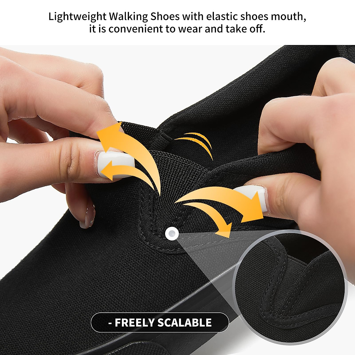 Women's Canvas Slip On Shoes Fashion Sneakers Flats Shoes White Canvas Shoes(Full Black.US6)