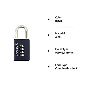 BRINKS - 40mm 4-Dial Resettable Sports Padlock - Zinc Die-Cast Body with Chrome Plated Shackle, Navy