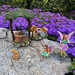 Mood Lab Fairy Garden - Miniature Figurines and Accessories Wishing Well Set of 5 pcs - Fairies Statue Kit