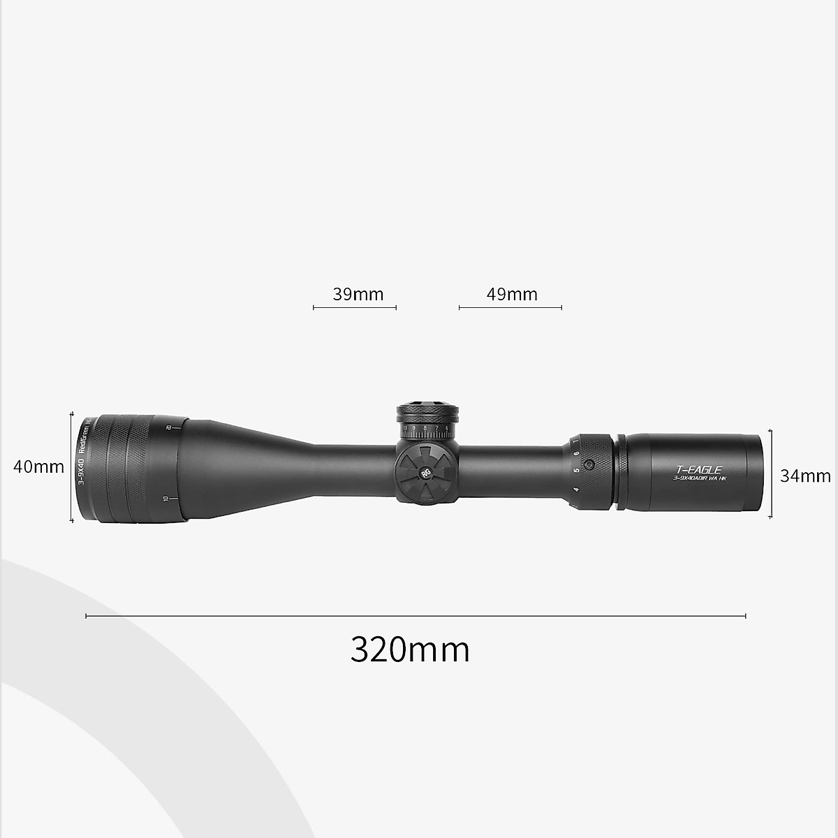 T-EAGLE Optics SR 3-9x40 AO IR Hunting Rifle Scopes Second Focal Plane Long Eye Relief Riflescopes 1” Main Tube