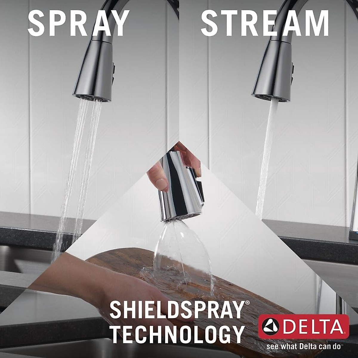 Delta Faucet Lenta Touch Kitchen Faucet Chrome, Chrome Kitchen Faucets with Pull Down Sprayer, Kitchen Sink Faucet, Touch Faucet for Kitchen Sink, Delta Touch2O Technology, Chrome 19802TZ-DST