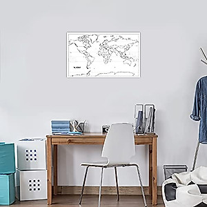 Palace Learning Laminated Blank World Map Outline Poster - 18" x 29" - (For Use With Wet Erase Markers Only)