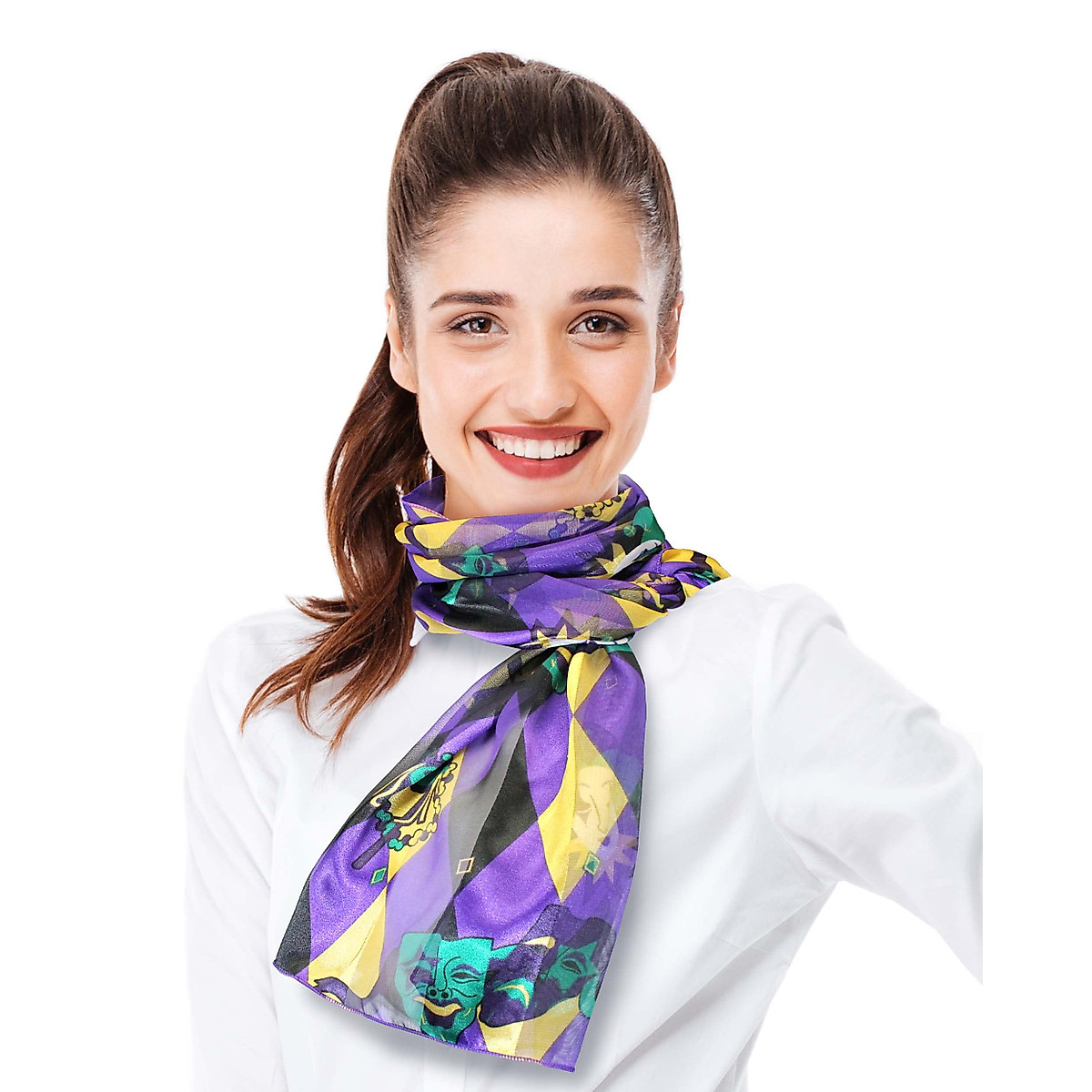 CBC Crown Mardi Gras Scarf Fleur De Lis (Mardi Gras Purple)