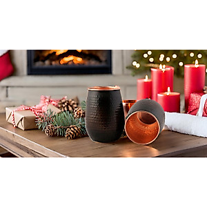 Staglife 20 Oz Black Matte Moscow Mule Pure Copper Tumbler Cups for Drinking Water, Genuine Copper Mugs for Moscow Mules, Hammered Real Solid Pure Copper Mug Cup, Gifts Set of 2, Large