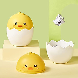 Operitacx Trash can Table Trash Can Mini Wastebasket Cartoon Chicken Egg Compost Bin Easy- Clean Countertop Plastic Garbage Can for Bathroom Vanity Countertop Grey Miniature Trash can Kawaii Desk