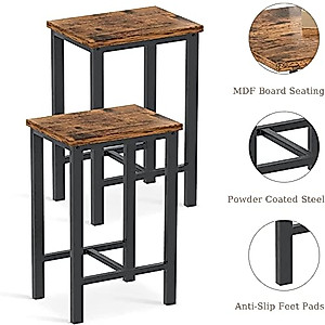 tantohom Dining Table Set for 4, Space Saving Kitchen Table and Chairs for 4, Industrial Counter Height Table with 4 Stools, 5 Pcs Bar Table and Chairs Set, for Pub, Living Room, Breakfast Nook, Brown
