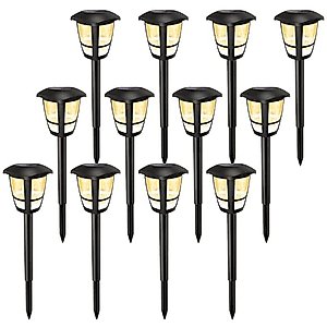 MAGGIFT 12 Pack Solar Powered Landscape Lights Outdoor Pathway Lights, Waterproof Solar Garden Lights for Lawn, Patio, Yard, Walkway, Deck, Driveway, Warm White