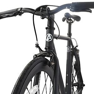 AVASTA Single-Speed Fixed Gear Urban Commuter Bike for Women and Men,Light weihgt Unisex Fixie Bike,Flat Handlebar and Flip Flop Hub City Road Bike,58 Black