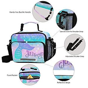 ALAZA Mermaid Girls Lunch Box Insulated Lunchbox Kids Girl Lunch Bag Portable Reusable Lunch Cooler Bag with Strap