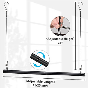 Hanging Closet Rod, Length and Height Adjustable Closet Hanging Organizer,35 Inch Height Space-Saving Clothes Hanging Bar,Black Closet Rod Extender…